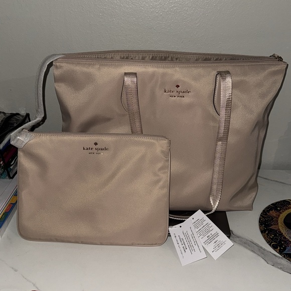 Bags | Mel Packable Nylon Tote In A Beige Tan Color | Poshmark